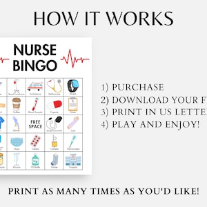 Nurse Bingo, 50 Fun Medical Bingo Cards, Graduation Games, Student ...