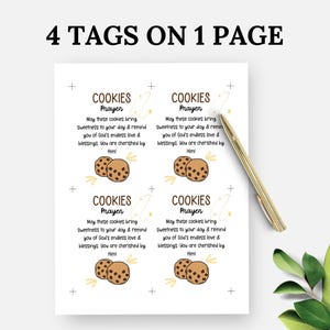 Cookies Prayer Tag, Printable Cookie Exchange Prayer Card, Religious ...