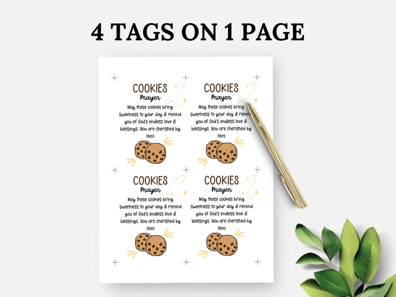 Cookies Prayer Tag, Printable Cookie Exchange Prayer Card, Religious ...