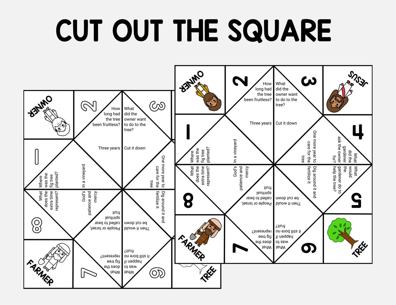 Parable of the Fig Tree, Parables of Jesus, Bible Cootie Catcher ...