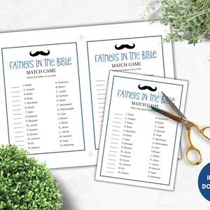 Fathers in the Bible, Biblical Match Game, Printable Father's Day Game ...