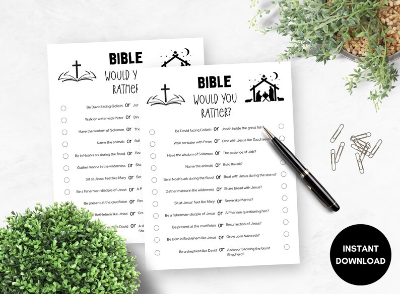 Printable Bible Would You Rather, This or That, Bible Games, Fun ...