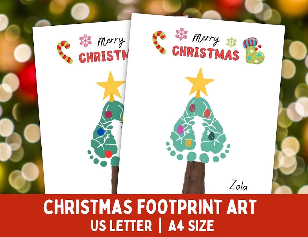 Christmas Footprint Craft, Christmas Footprint Activity, Christmas Tree ...