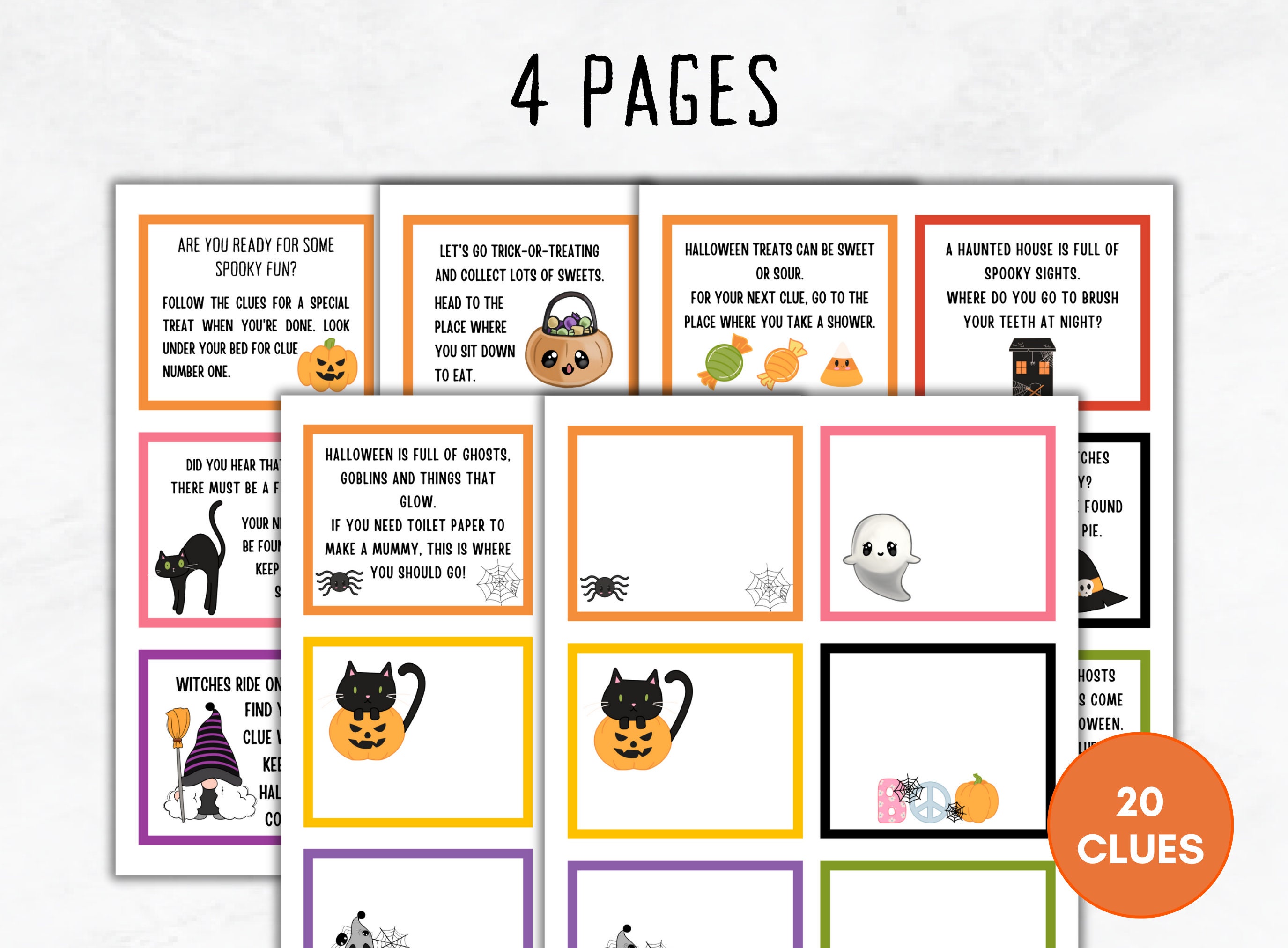 Halloween Scavenger Hunt, Indoor Treasure Hunt Clues, Printable ...