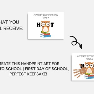 First Day of School Handprint Art, Owl Back to School Printable, Kids ...
