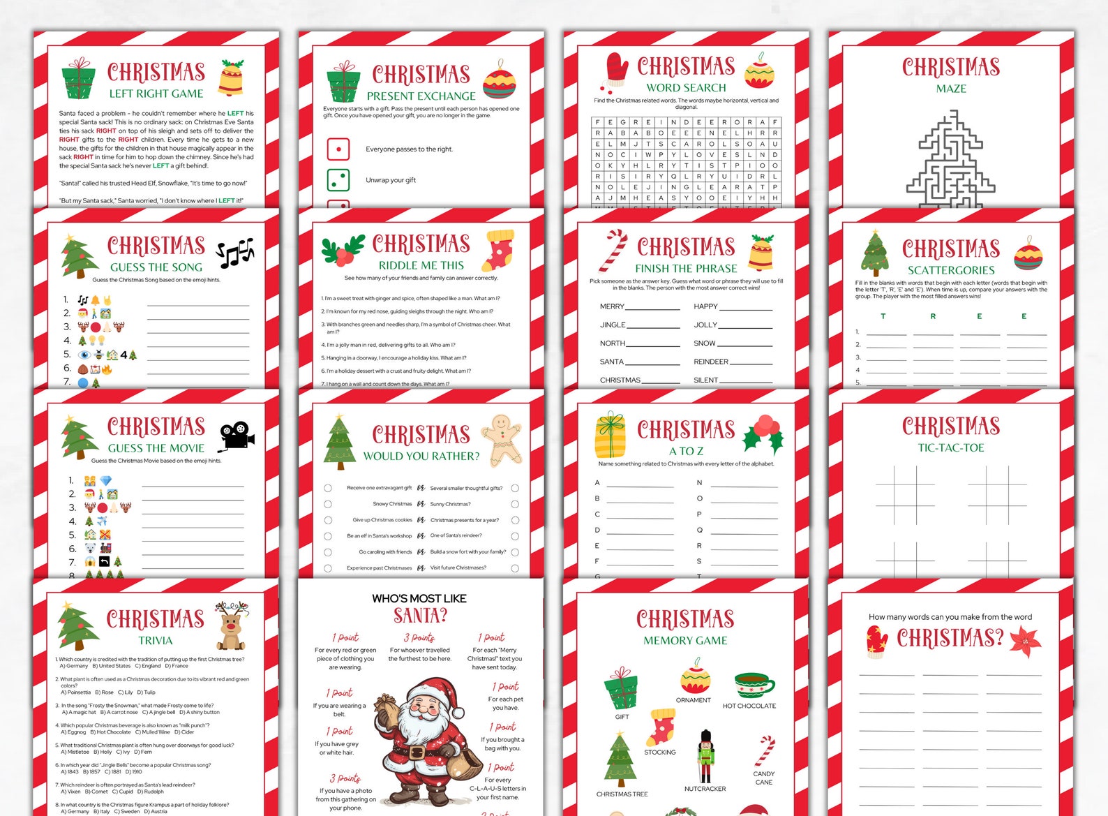 25 Christmas Games Bundle, Printable Holiday Icebreaker Activities for ...