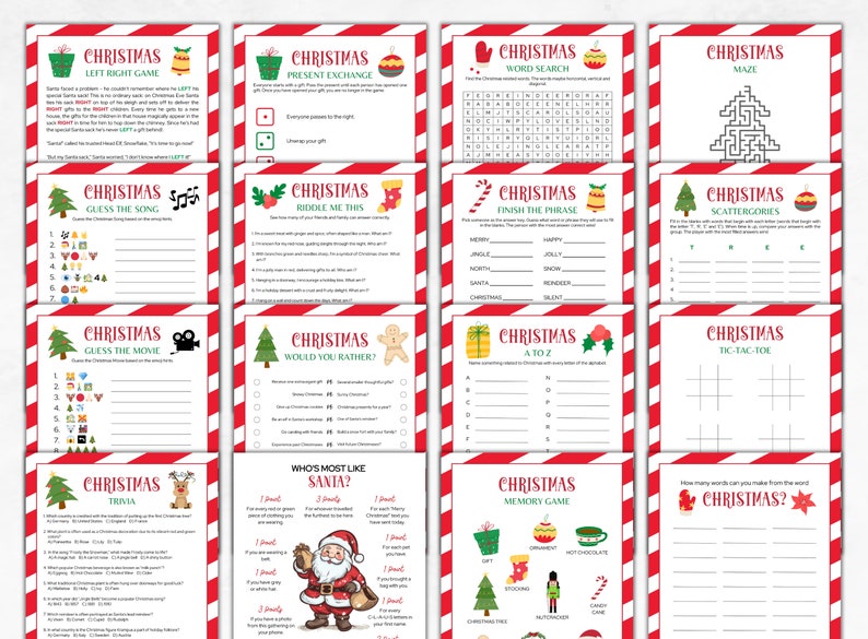 25 Christmas Games Bundle, Printable Holiday Icebreaker Activities for ...
