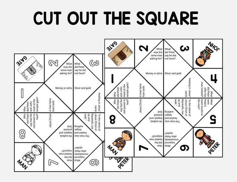 Peter and John Heal, Printable Bible Cootie Catcher, Sunday School ...
