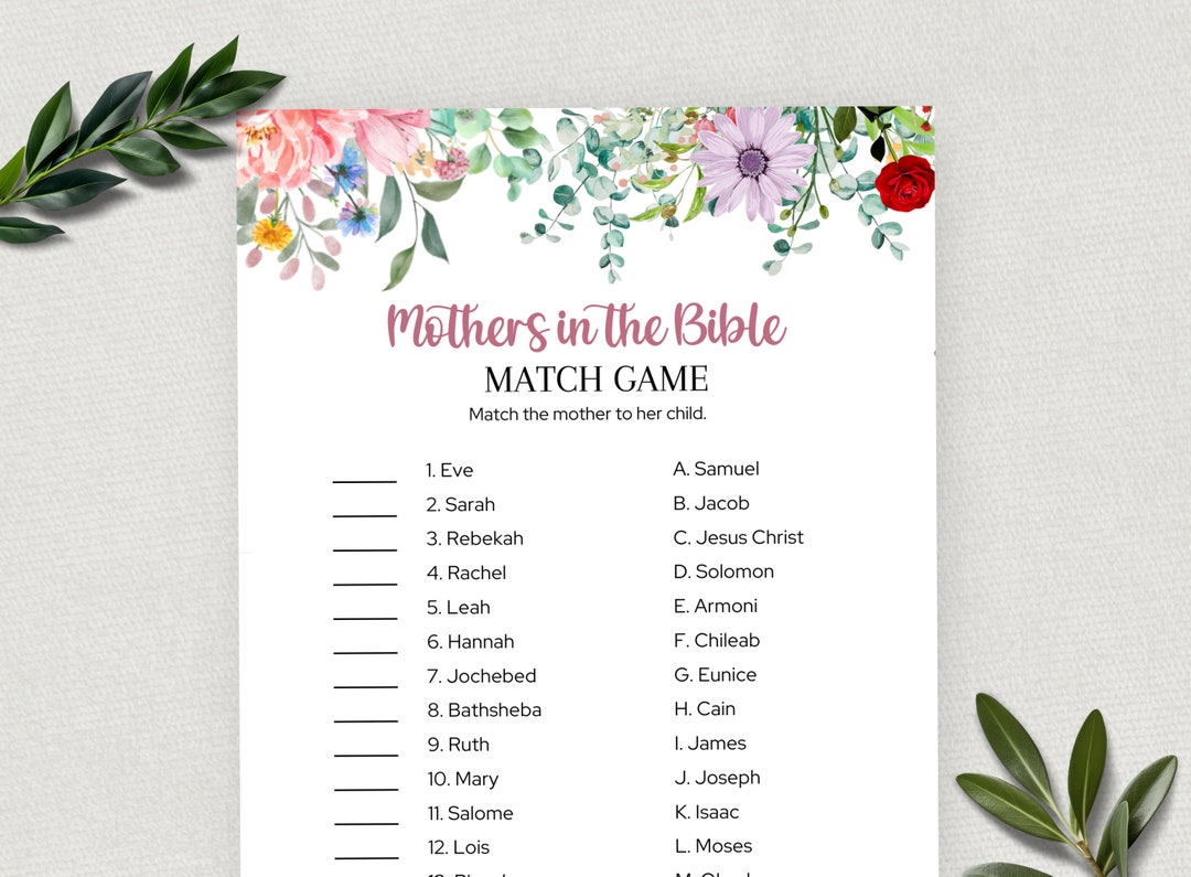 Mothers in the Bible, Biblical Match Game, Printable Mother's Day Game ...