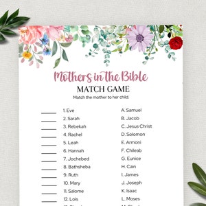 Mothers in the Bible, Biblical Match Game, Printable Mother's Day Game ...