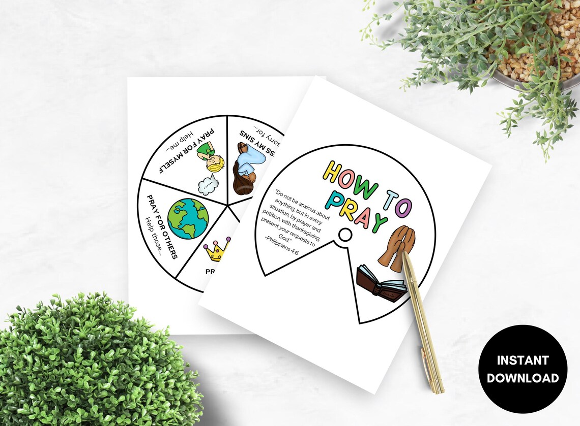 How to Pray Craft, Printable Prayer Bible Lesson Coloring Wheel, ACTS ...