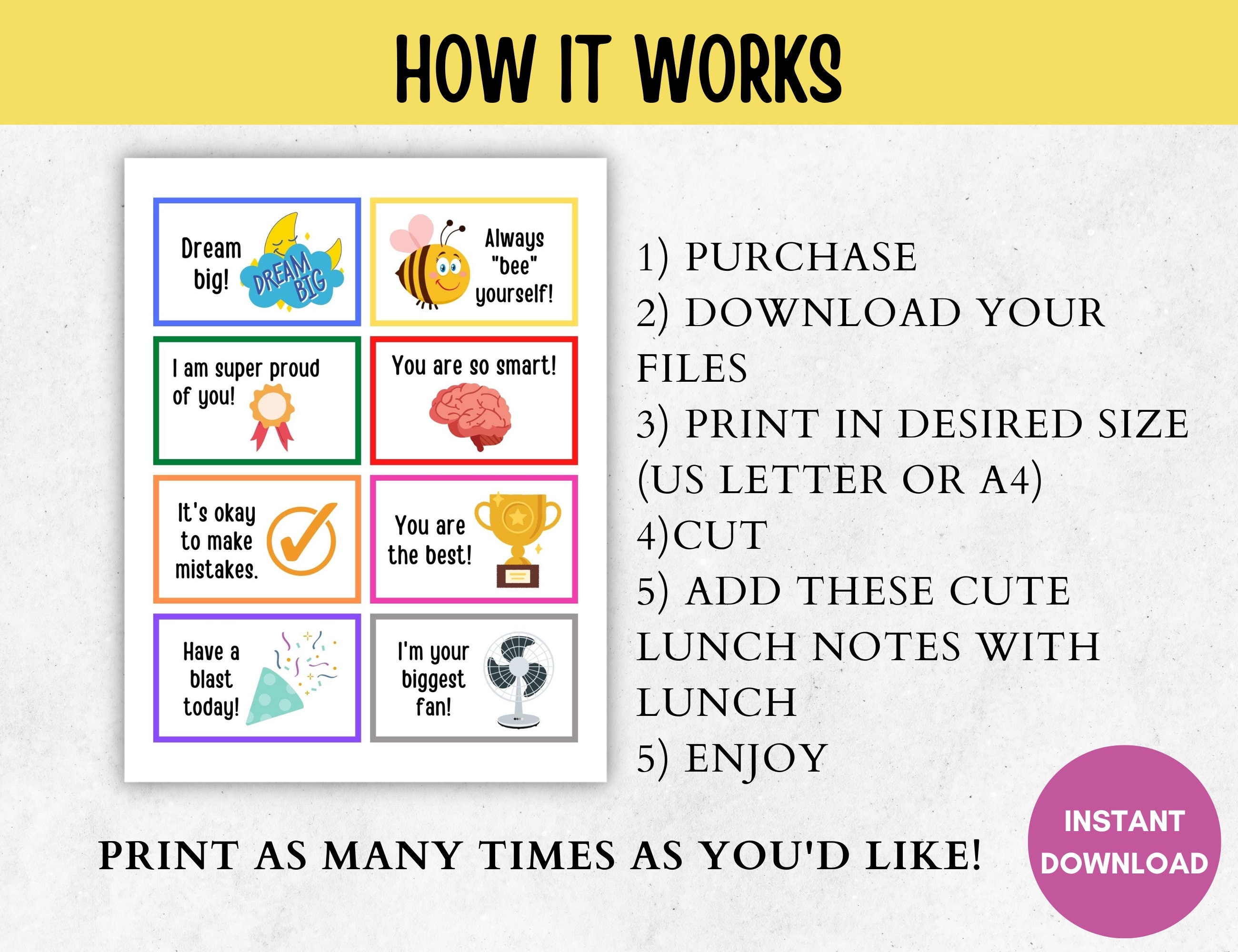 Printable Lunch Box Notes, Lunch Box Notes, Lunch Box Notes for Kids ...