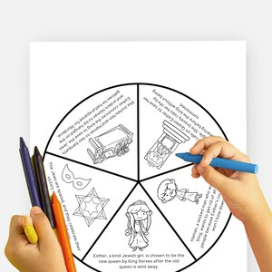 Queen Esther, Printable Bible Coloring Wheel, Sunday School Craft, Kids ...