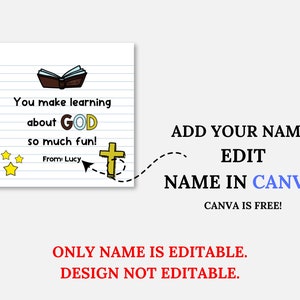 Sunday School Teacher Gift Tag, Printable Bible Study Religious Tags ...