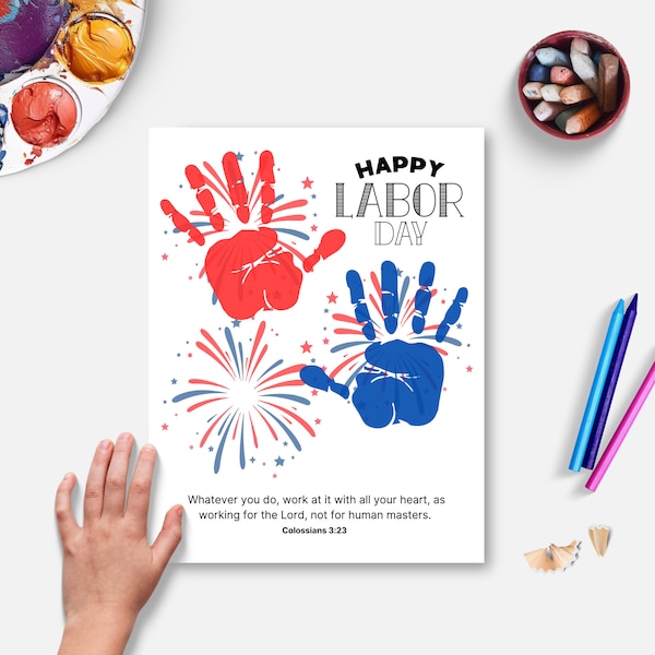 Labor Day Craft, Handprint Craft, Labor Day Thank You Printable ...