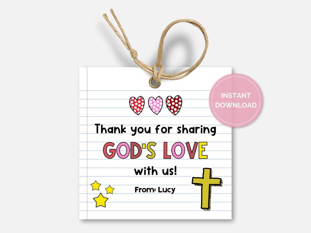 God's Love, Sunday School Teacher Gift Tag, Printable Bible Study ...