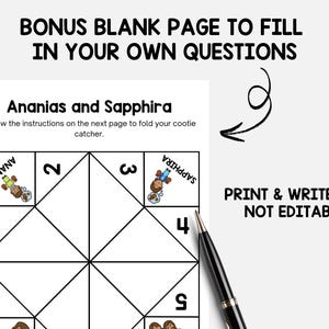 Ananias and Sapphira, Printable Cootie Catcher, Faith Sunday School ...