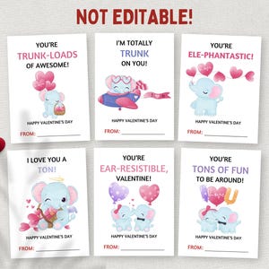 Elephant Valentine, Printable Classroom Valentines, Student Gift Tags ...
