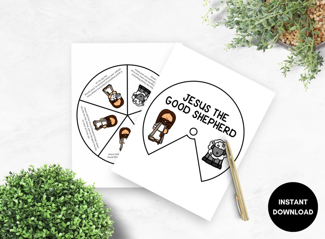 Jesus the Good Shepherd, Printable Bible Coloring Wheel, Sunday School ...