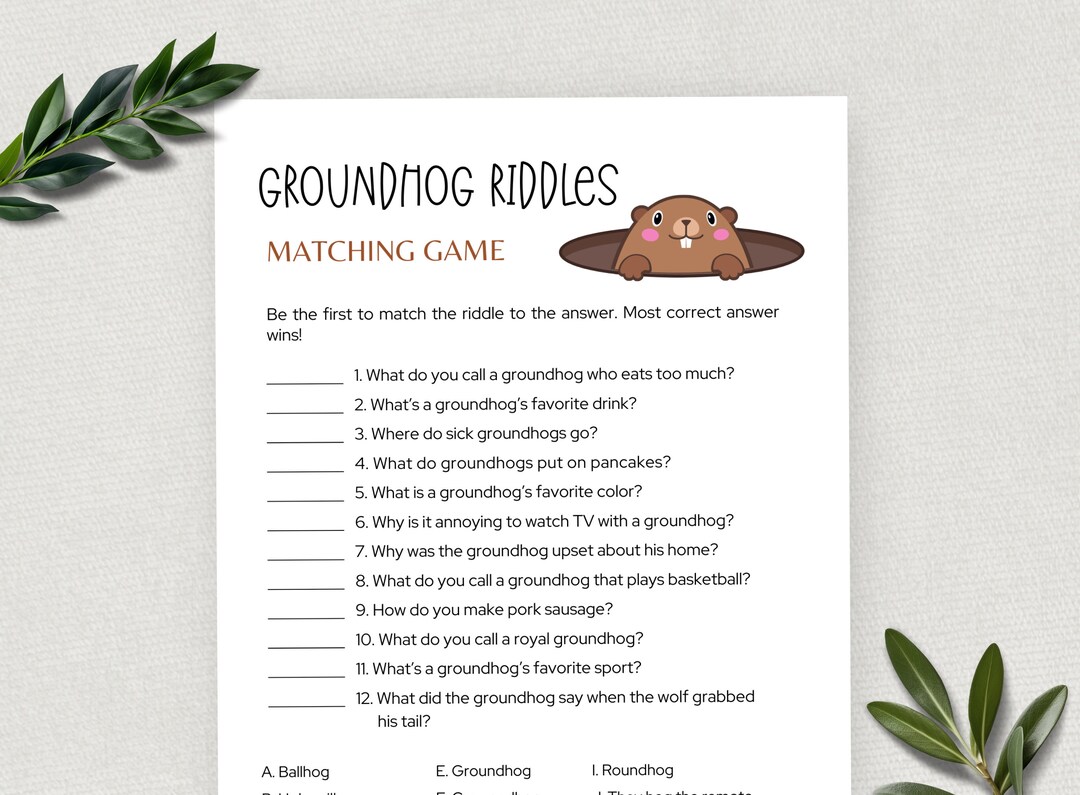 Groundhog Riddles, Fun Groundhog Party Game for Kids and Adults ...