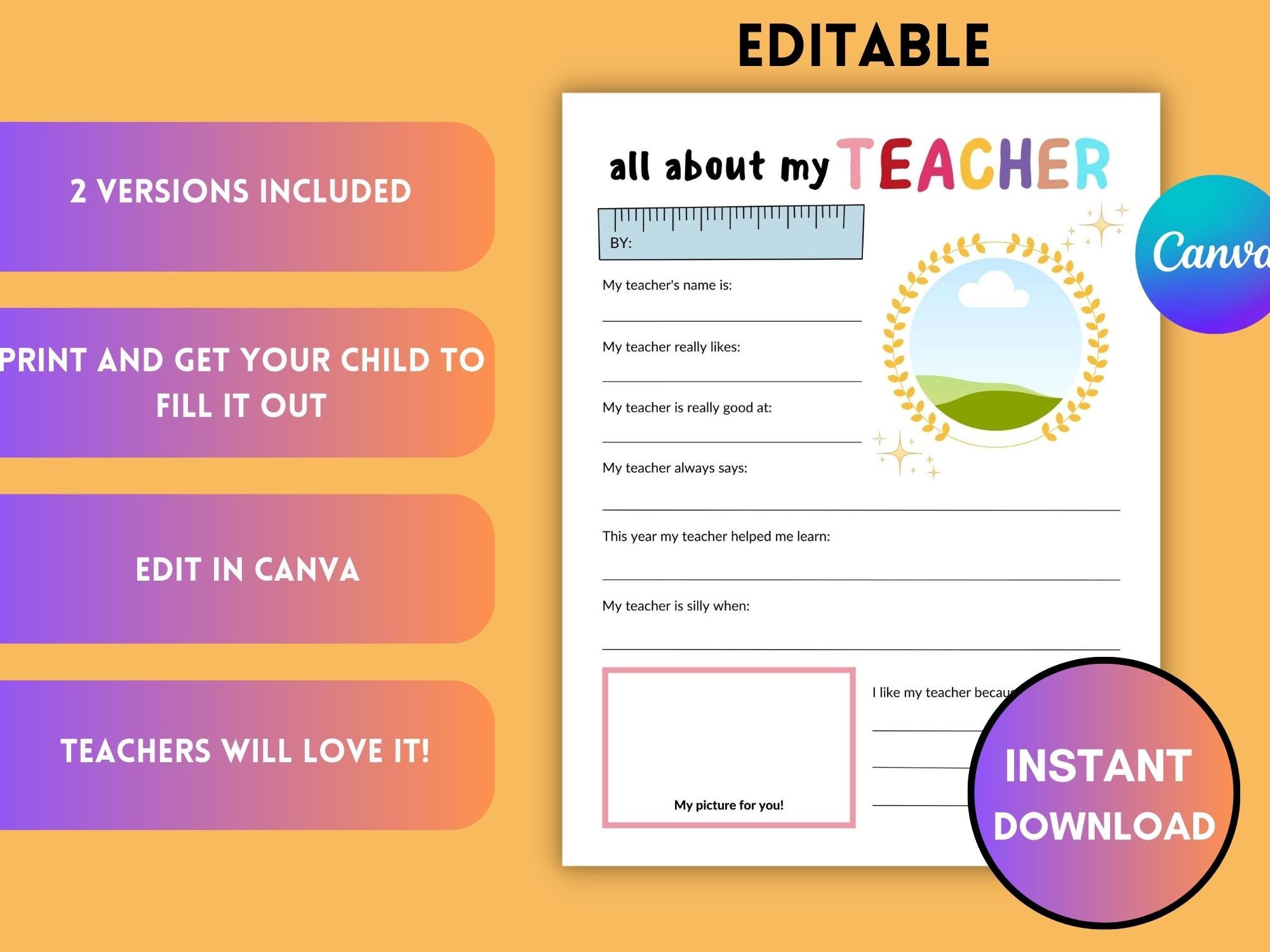 Teacher Appreciation Week, Printable Teacher Appreciation Gift, Thank ...