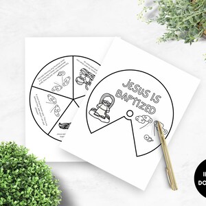 Baptism of Jesus, Printable Bible Coloring Wheel, Life of Jesus Sunday ...