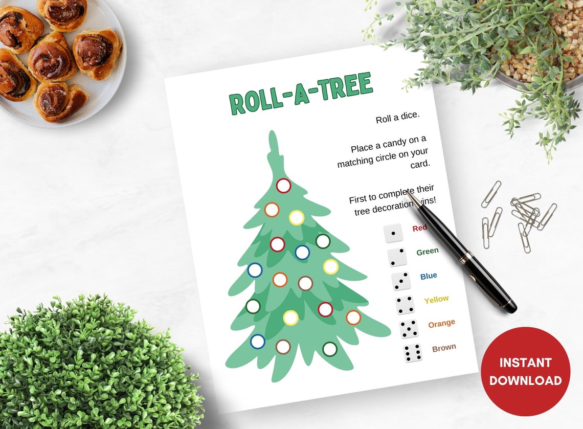 Roll A Tree Christmas Printable Candy Dice Game Xmas - Etsy
