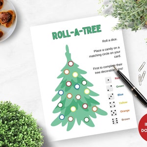 Roll A Tree Christmas Printable, Candy Dice Game, Xmas Activity, Fun ...