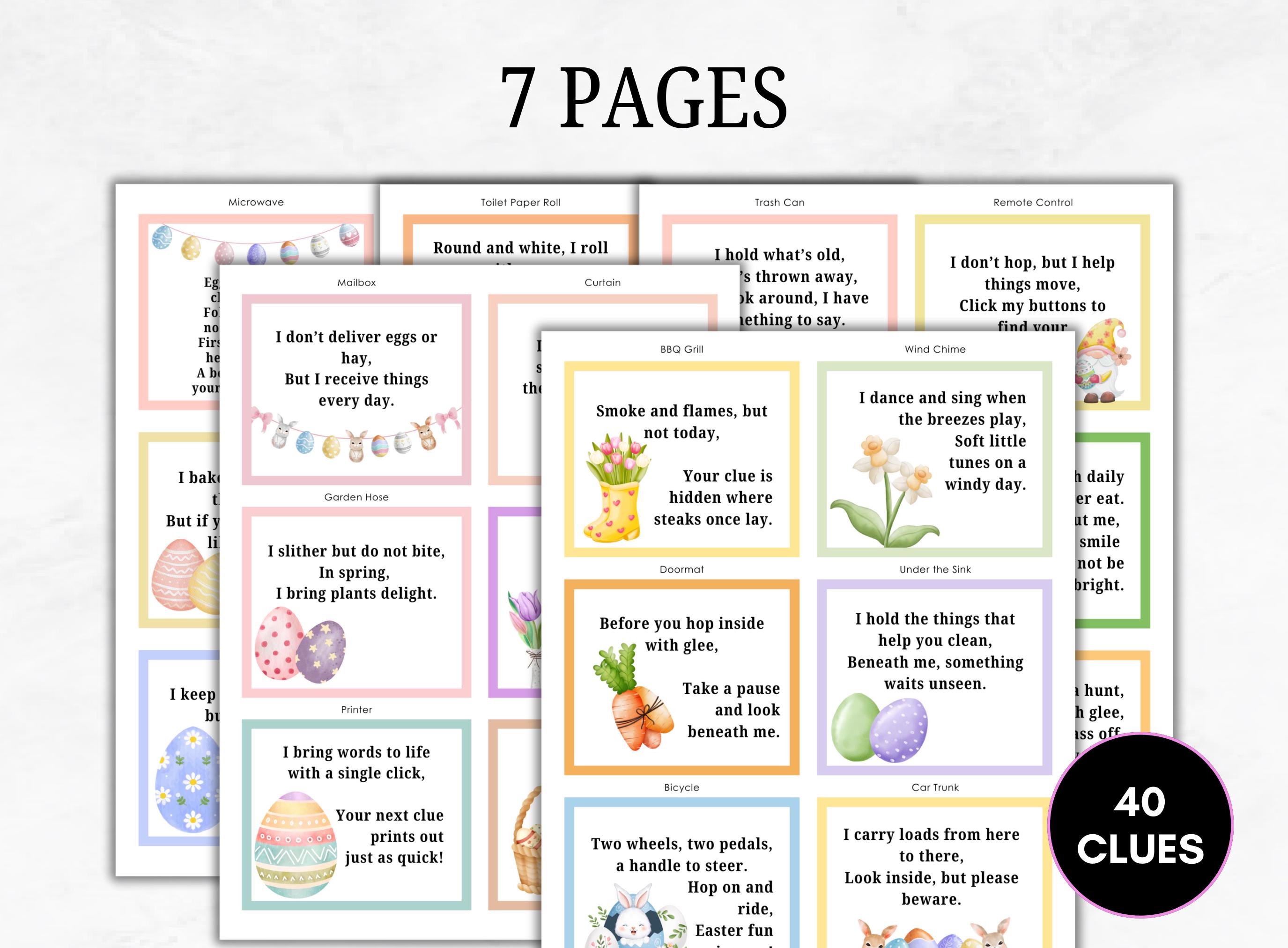 Easter Scavenger Hunt for Adults and Teens, Easter Egg Hunt Riddles ...