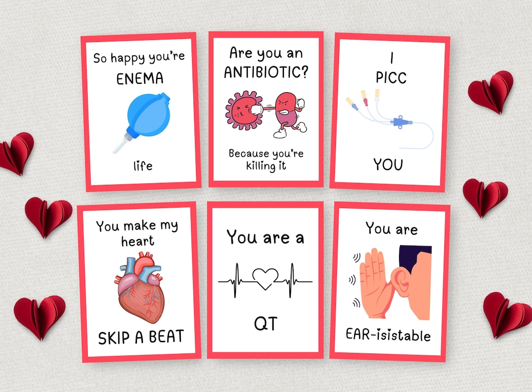 Nurse Valentines, Printable Doctor Valentine Gift Tags, Funny Medical ...