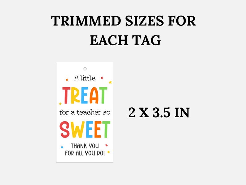 Teacher Appreciation Gift Tag, Sweet Treat Tag, Printable Teacher Thank ...
