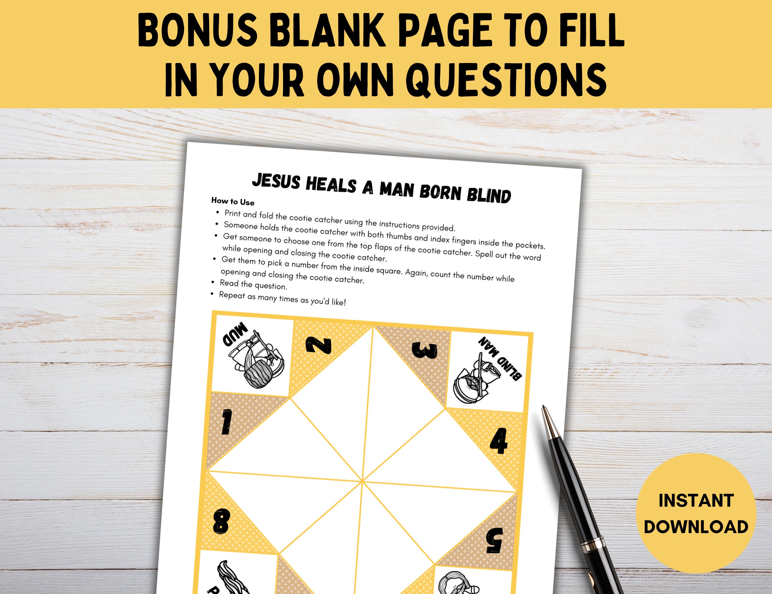 Jesus Heals a Man Born Blind, Miracles of Jesus, Printable Cootie ...