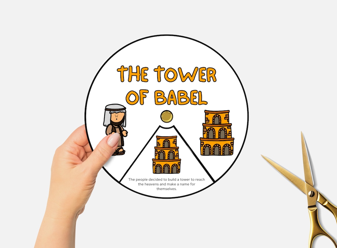 Tower of Babel, Printable Bible Coloring Wheel, Sunday School Craft ...