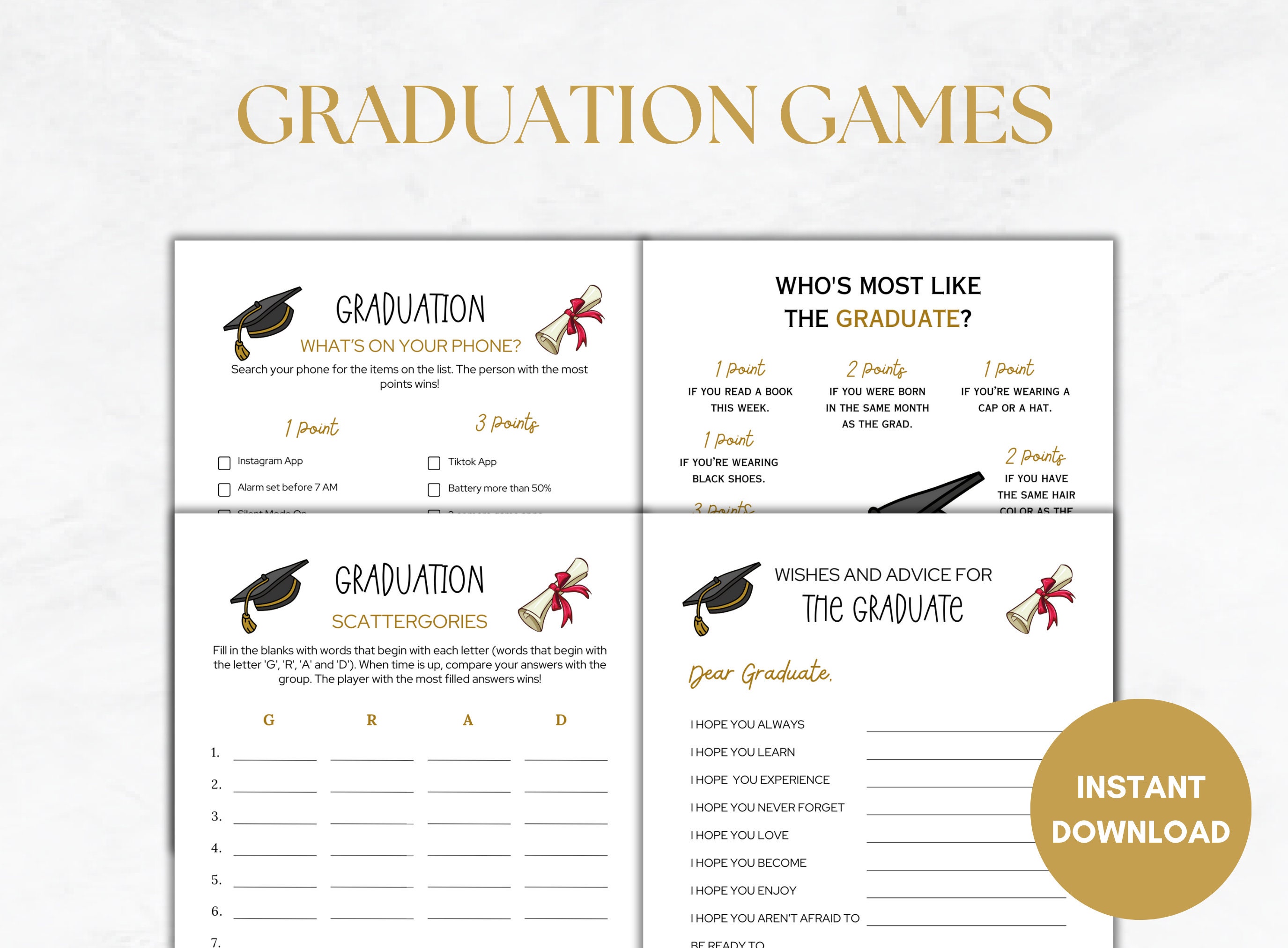 8 Printable Graduation Party Games, Fun High School/college/university ...