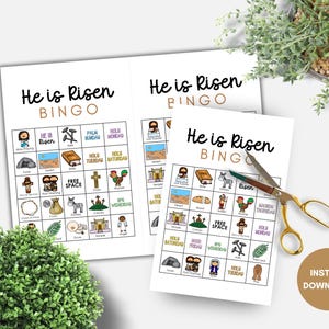 He is Risen Bingo, Printable Resurrection Bingo Cards, Lent Group Game ...