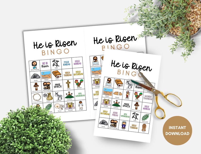 He is Risen Bingo, Printable Resurrection Bingo Cards, Lent Group Game ...