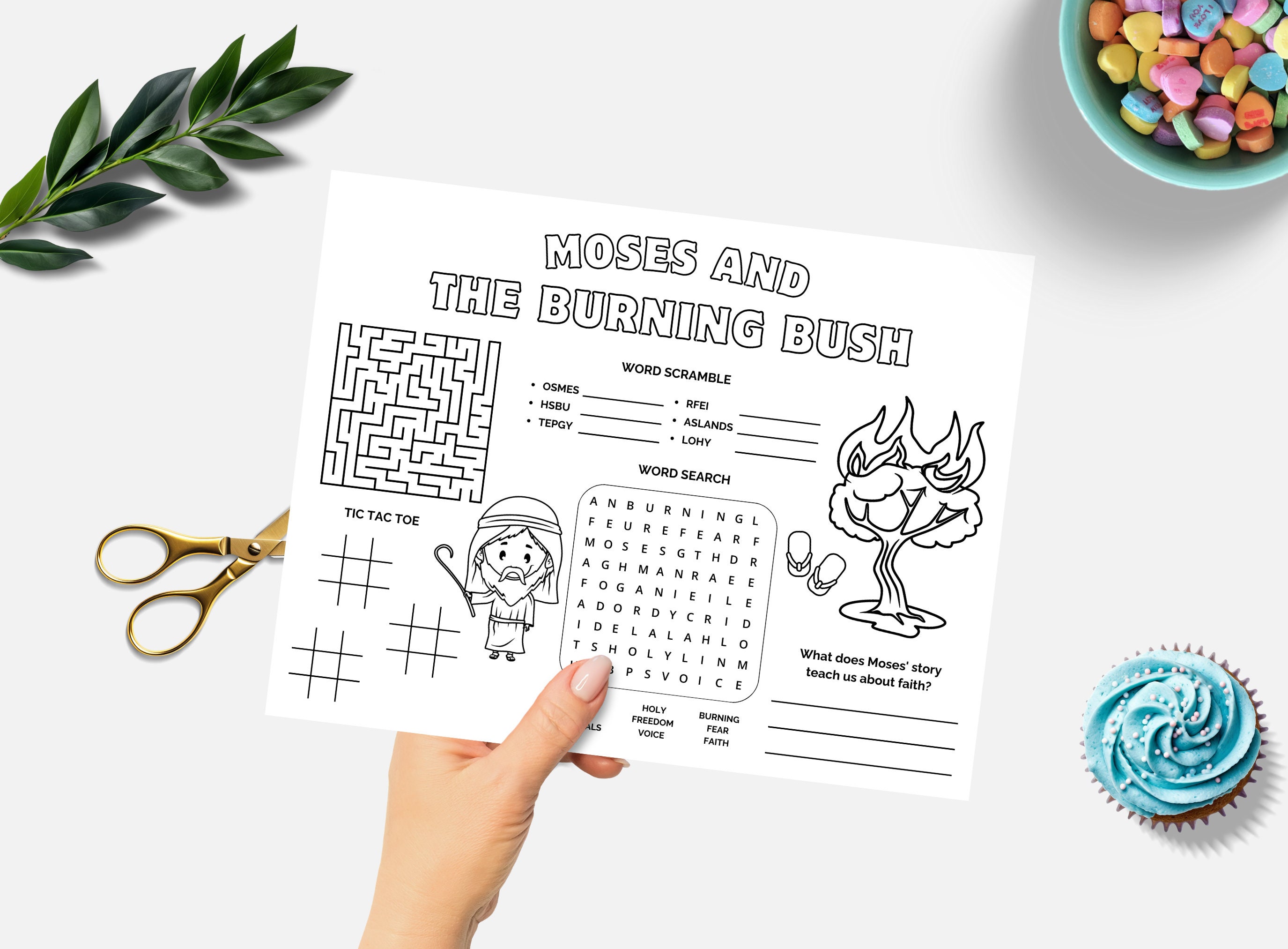 Moses and the Burning Bush, Printable Bible Activity Placemat, Sunday ...