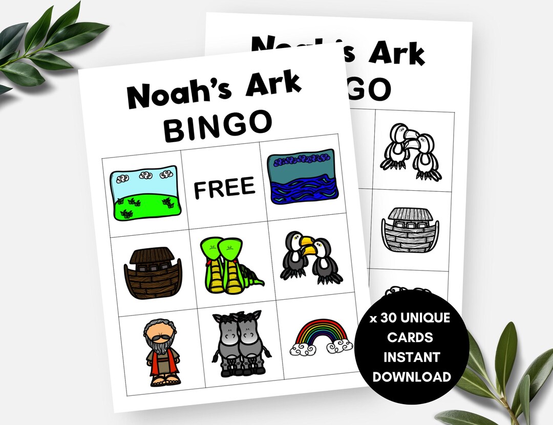 Noah's Ark Bible Story Bingo Cards, Printable Old Testament Sunday ...