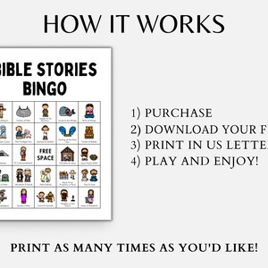 Bible Bingo, 50 Bible Stories Bingo Cards, Printable Sunday School ...