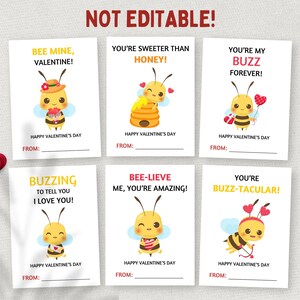 Bee Valentine, Printable Classroom Valentines, Student Gift Tags, Kids ...