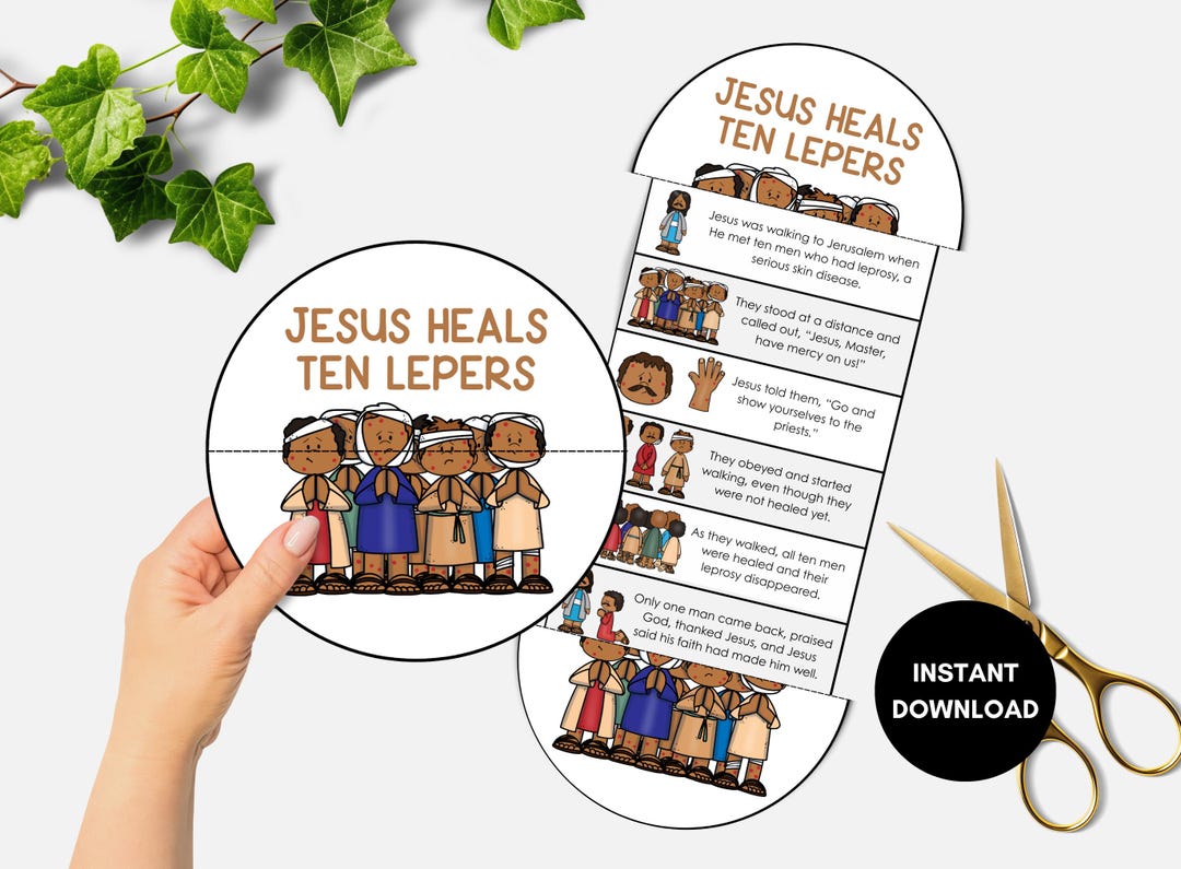 Jesus Heals Ten Lepers, Folding Surprise Bible Craft Printable ...