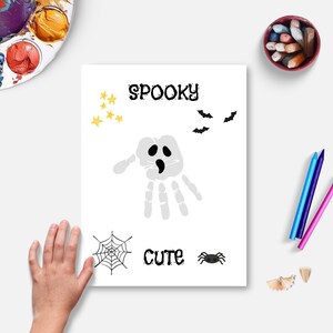 Halloween Handprint Art, Ghost Printable Baby Handprint Craft, Toddler ...