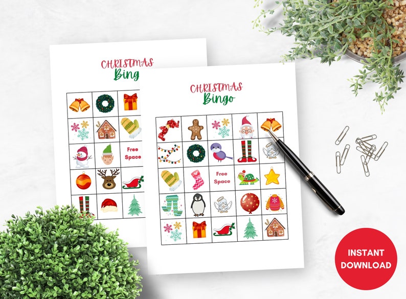 Christmas Bingo, 50 Printable Holiday Bingo Cards, Fun Christmas Office ...
