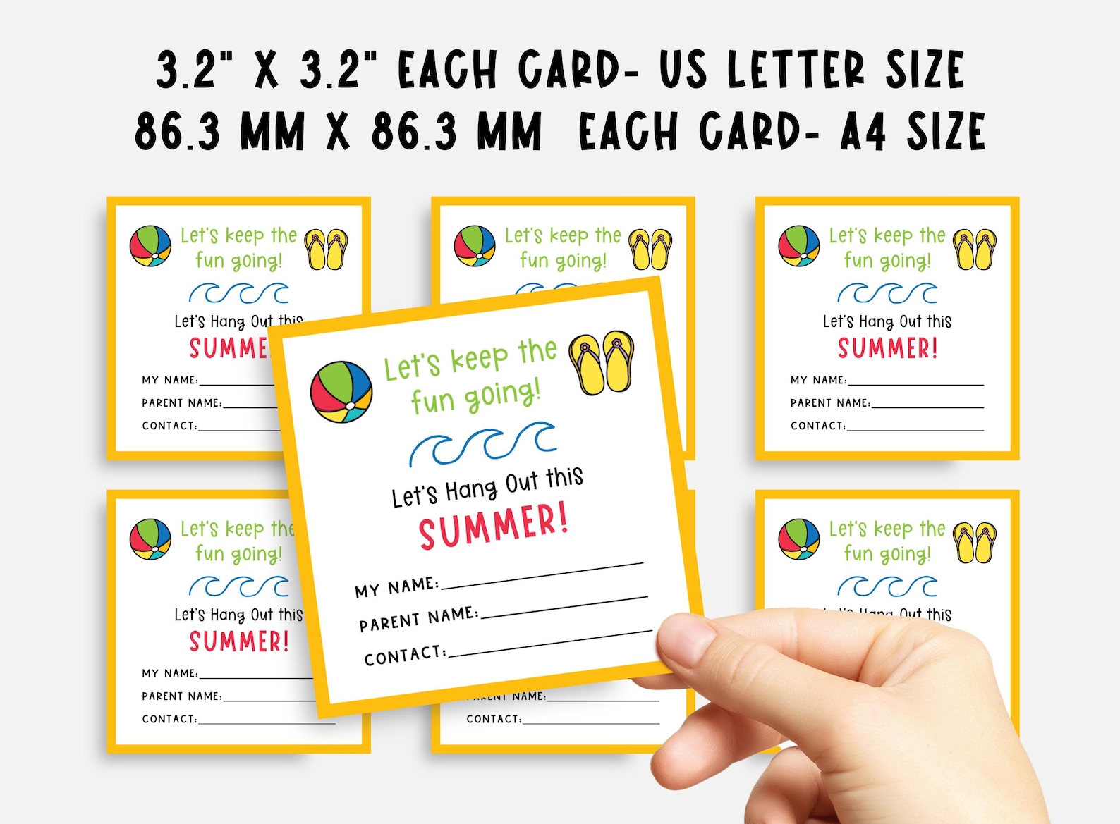 Summer Play Date Cards, Cute Kids Business Cards, Let's Play Kids ...