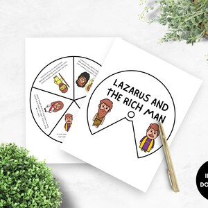 Lazarus and the Rich Man, Printable Bible Coloring Wheel, Sunday School ...