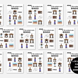Jesus and the Widow's Son, 30 Bible Story Bingo Cards, Miracles of ...