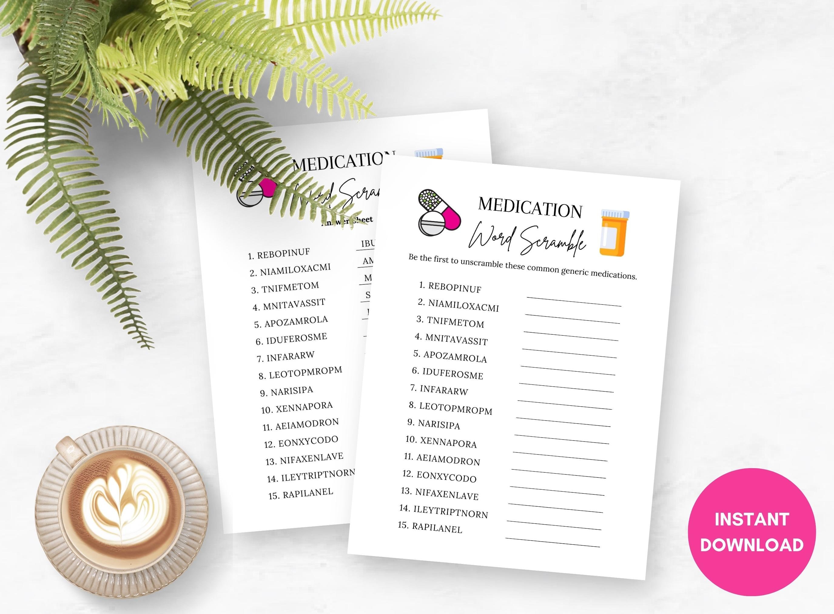 Generic Medication Scramble Printable Pharmacy/medical Games - Etsy