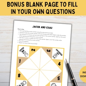 Jacob and Esau, Printable Cootie Catcher, Sunday School Craft, Kids ...