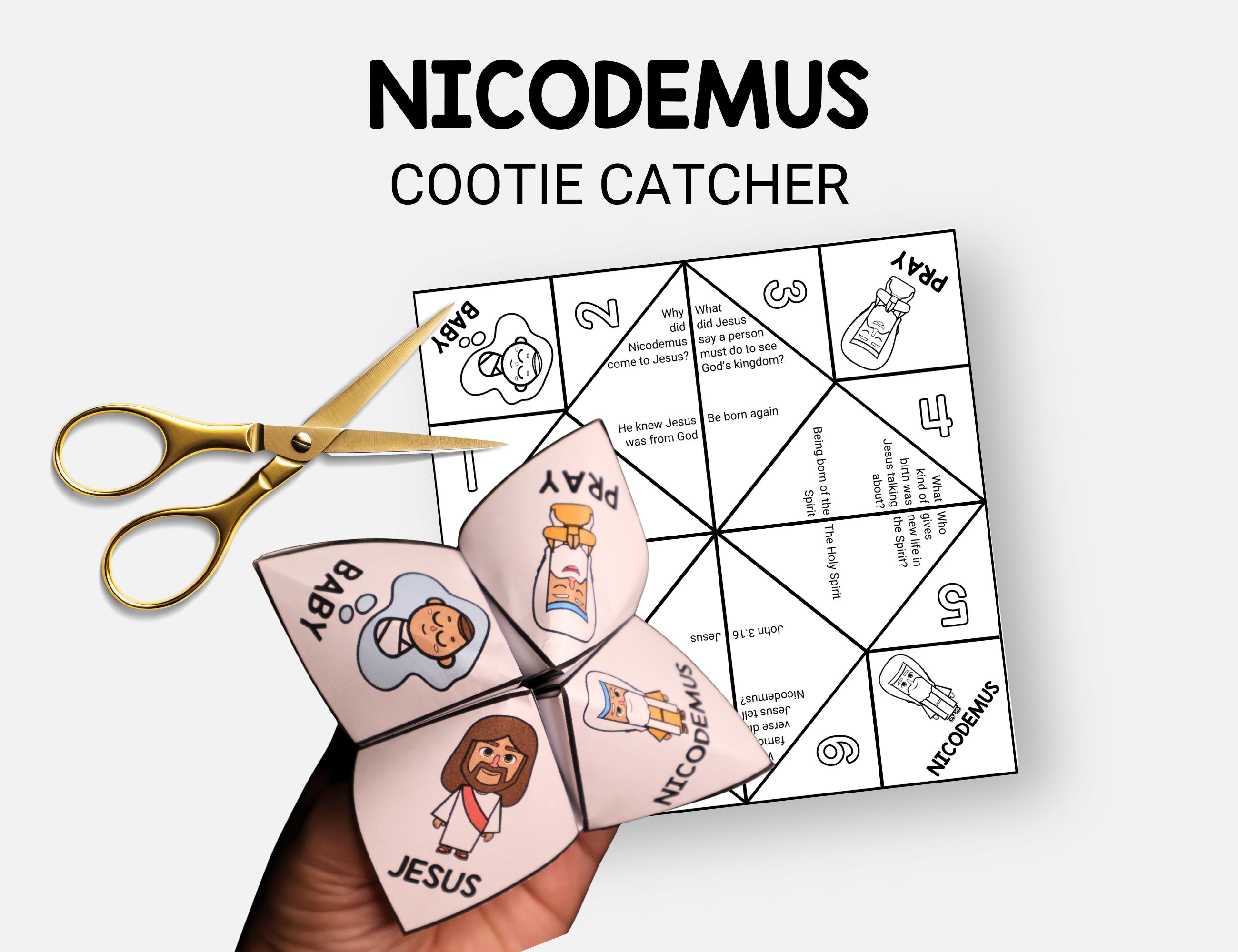 Nicodemus Bible Lesson, Cootie Catcher Sunday School Craft, Kids Bible ...