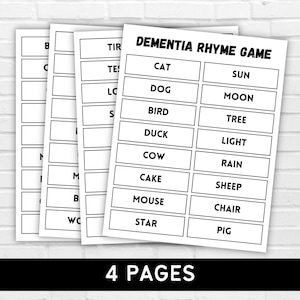 Dementia Rhyme Time Game, Memory Game, Alzheimers Activities, Dementia ...